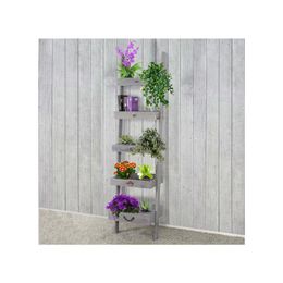 MCW Regal Standregal Pflanzregal Blumenst&auml;nder, 169x43x32cm, Shabby-Look, Vintage ~ grau