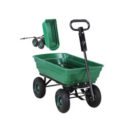 miweba Bollerwagen Dumper, verriegelbare Kippfunktion, robuste PP-Wanne, Anh&auml;ngerkupplung, bis 300kg (Gr&uuml;n)
