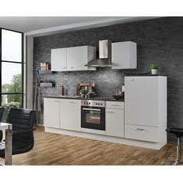 Lomadox Küchezeile mit Geräten Weiss 270 cm inklusive Geschirrspüler E-Geräte Einbauküche LIVERPOOL-87 - weiß