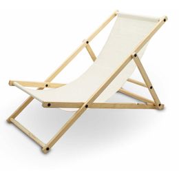 BITUXX Liegestuhl Sonnenliege Gartenliege Holzliege Strandliegestuhl Campingstuhl Holz Klappbar (Beige)