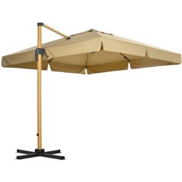 Sonnenschirm, Ampelschirm, neigbar, höhenverstellbar, mit Schutzhülle, khaki, 2,95 x 2,95 x 2,75 m - Khaki - Outsunny