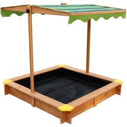 AXI Sandkasten Lily aus FSC Holz mit verstellbarem Dach in Braun & Grün Sand Kasten mit Abdeckung für Kinder mit Sitzecken 118 x 118 cm - Braun