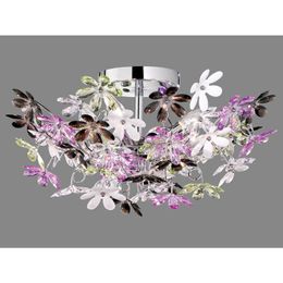 meineWunschleuchte Verspielte led Deckenleuchte Ø51cm im floralen Design - Chrom Multicolor