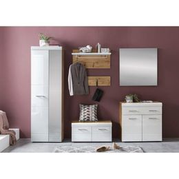 58 aufm Kessel - Garderobenset Jael 250x193x34 Garderobe komplett (5-tlg.) Artisan Oak/White hg 10094