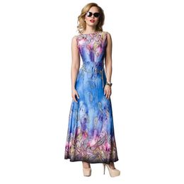 Sommerkleid Maxikleid Strandkleid langes Kleid Sommerkleid mit Gürtelkette geblümt