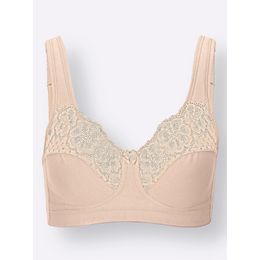 Swegmark Damen BH ohne B&uuml;gel mit elastischer Spitze an den Obercups, puder, Gr&ouml;&szlig;e 80D