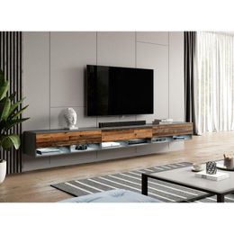 TV-Schrank alyx 300 cm (3x100cm) Lowboard Grau Anthrazit-Old style wood - Furnix