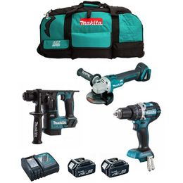 Makita Kit MK307 (DHP484 + DHR171 + DGA504 + 2 x 5,0 Ah + DC18RC + LXT600)