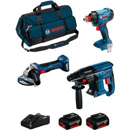 Bosch - Kit BK3010BAG (gbh 18V-21 + gdx 18V-180 + gws 18V-7 + 2 x 4,0 Ah + GAL18V-40 + hd bag)