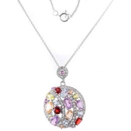 Vivance Kette mit Anhänger Multicolor Edelsteine, silberfarben