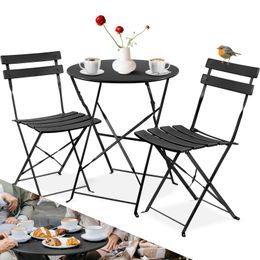 Kesser® Bistroset 3-teilig Bistrotisch mit 2 klappbaren Stühle Set Balkonset Balkonmöbel Klapp-Möbel Gartenset Sitzgarnitur Gartengarnitur Gartenmöbel Sitzgruppe Metall Bistro Gartentisch inkl. Abdeckung