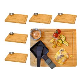 DuneDesign 6 Personen Raclette Teller Set - 30x25 Raclette Brettchen Pfännchen Untersetzer