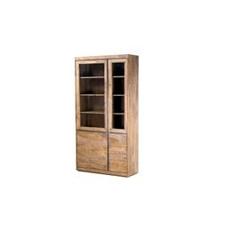 Massivart® Vitrine Senso / Vitrinenschrank / Massivholz Sheesham gebeizt 2 Glastüren