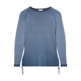 sheego Große Größen: Pullover mit Schnürung, rauchblau, Gr.52/54