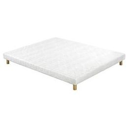 Miliboo Boxspringbett weiß mit Holzfüßen 140 x 200 cm JAMI