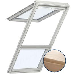 Velux Dachfenster Lichtl&ouml;sung GGL GIL LICHTBAND Holz wei&szlig; lackiert THERMO Schwingfenster, 78x98/92 cm (MK04)