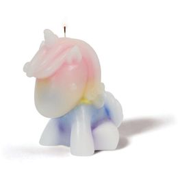 Einhorn Kerze Colour Melting Unicorn weiß, aus Wachs, in Geschenkkarton, brenndauer ca. 20 Stunden.