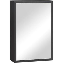 kleankin Spiegelschrank, 3 Regalfächer, weiche Scharniere, Stahlgehäuse, schwarz, 40 x 15 x 60 cm - Schwarz