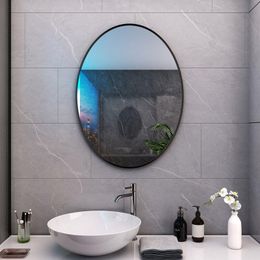 Wandspiegel Schwarz Oval 50x70cm Badspiegel 70x50cm Wand Spiegel Schwarz Badspiegel Metallrahmen Kosmetikspiegel