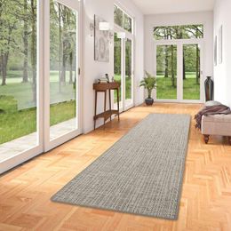 Snapstyle - Sisal-Optik Designer Flachgewebe Läufer Teppich Pure Beige Grau Meliert - 100x100 cm