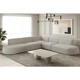 Fun Moebel - Ecksofa Designersofa palma in Stoff Ascot Pearl Universal