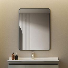 Wandspiegel 80x60cm Badspiegel Spiegel 60x80cm Bad Metall Schwarz Badezimmerspiegel Kosmetikspiegel Schminkspiegel