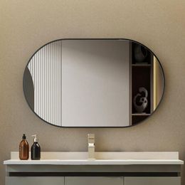 Wandspiegel Spiegel mit Rundbogen 50x80cm mit Metall Rahmen Matt Schwarz. Badezimmerspiegel Wand Spiegel hoch und quer Montage möglich. Ovaler Großer