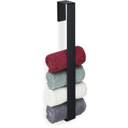 Handtuchhalter, 430er Edelstahl, Bad, Küche, selbstklebend, Handtuchstange ohne Bohren, hbt 45x4x6 cm, schwarz - Relaxdays