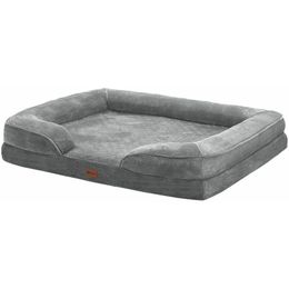 Hundebett Sheena xl orthopädisch, waschbar & rutschfest – 105 x 82 x 17 cm– Hundesofa flauschig große Hunde Grau – Haustierbett Hundesofa - Juskys