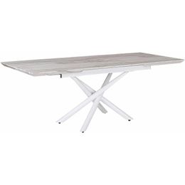 Beliani Esstisch Weiß mdf Tischplatte Marmor Optik 160 x 90 cm ausziehbar 200 x 90 cm mit Metallbeinen Rechteckig Modern Glamour Esszimmer Küche - Weiß
