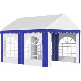 Partyzelt, Bierzelt, abnehmbare Seitenwände, vier große Fenster, Stahl+Kunststoff, weiß+blau, 4 x 3 m - Weiß+Blau - Outsunny