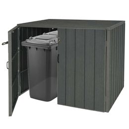 XL 2er-/4er-WPC-Mülltonnenverkleidung MCW-J28, Premium Mülltonnenbox, Metall Holzoptik, erweiterbar ~ grau