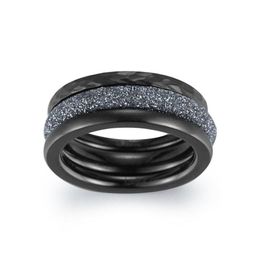 Kingka Ring-Set Stardust Noir, STR-S8502BGY1,2,3,4 (Set, 3-tlg), schwarz