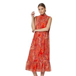 Madeleine Mode MADELEINE Ärmelloses Chiffon-Kleid mit edlem Druck Damen hummerrot/multicolor / rot Gemustert