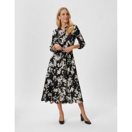 Madeleine Mode MADELEINE Kleid mit Blumenmuster Damen schwarz/wollweiß / schwarz weiß Gemustert
