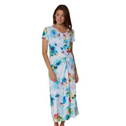 Madeleine Mode MADELEINE Bedrucktes Kleid mit Wasserfall-Ausschnitt und Knoten-Effekt Damen weiß/multicolor / weiß Gemustert
