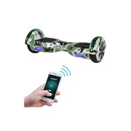 ROBWAY W1 Hoverboard für Erwachsene und Kinder, 6,5 Zoll, Self-Balance, Bluetooth, App, 700 Watt, LEDs (Camouflage)