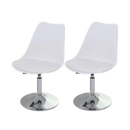 MCW 2er-Set Drehstuhl Vaasa T501, Stuhl Küchenstuhl, höhenverstellbar, Kunstleder weiß