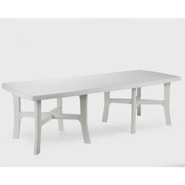 Gartentisch Messina, Ausziehbarer Esstisch, rechteckiger Mehrzweck-Gartentisch, 100 % Made in Italy, Cm 160x90h72, Weiß