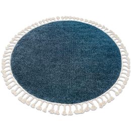 RUGSX Teppich berber 9000 Kreis blau Franse berber marokkanisch shaggy blue rund 160 cm