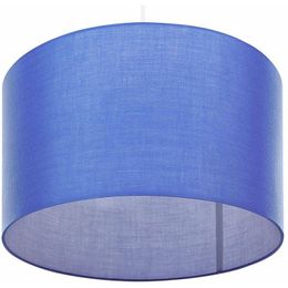 Beliani Hängeleuchte Blau runder Stoffschirm 48 cm Durchmesser Trommelform Retro Stil - Weiß
