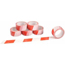 BURI Markierungsband 66m Rot Weiß selbstklebend Bodenmarkierung Signalband Klebeband