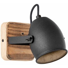 Lampe, Crowton Wandspot kohlenschwarz/holz, Metall/Holz, 1x PAR51, GU10, 6W,Reflektorlampen (nicht enthalten) - schwarz - Brilliant