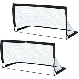 HOMCOM - Fußballtore, Fußballnetz, 2er Set Minitore, Faltbar, Stahl, Tetrolon, Schwarz, 186 x 90 x 89 cm - Schwarz