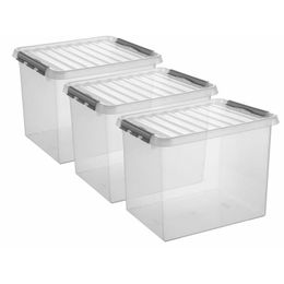 Sunware - 3 Stück Aufbewahrungsbox Q-Line 52L transparent mit Deckel Kunststoffbox 3er Set