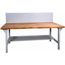 ADB - Werkbank Werktisch Arbeitstisch mit Buchenplatte + Lochwand 2000x750x850 mm