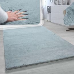 Paco Home Fellteppich &raquo;Rabbit 780&laquo; rechteckig 26 mm H&ouml;he Kunstfell, Kaninchenfell-Haptik, ein echter Kuschelteppich, Uni-Farben t&uuml;rkis...