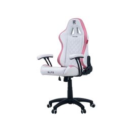 Elite Gaming-Stuhl für Kinder PULSE, ergonomisch, bis 120kg, verstellbare Höhe, Wippmechanik, Kissen (Weiß/Pink)