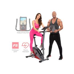 miweba Sports Ergometer ME400, Fahrradergometer für zuhause, sitzend, 12 kg Schwungmasse (Schwarz Rot)