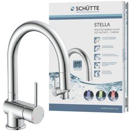 Schütte Schütte Spültischarmatur Stella temperaturgesteuerter LED Wasserhahn, 360° schwenkbar, silberfarben
